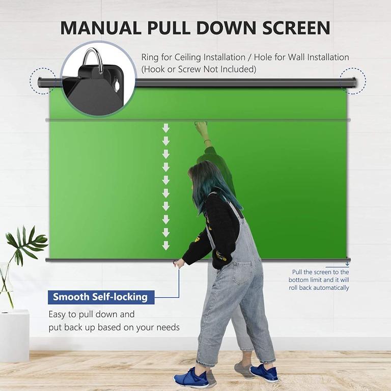 Retractable Green Screen -Wall-/Ceiling Mounted Pull Down Backdrop ...