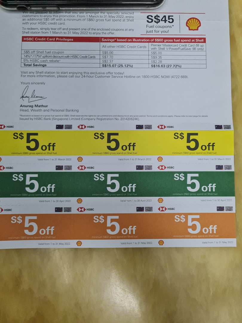 Shell Voucher w HSBC, Tickets & Vouchers, Vouchers on Carousell