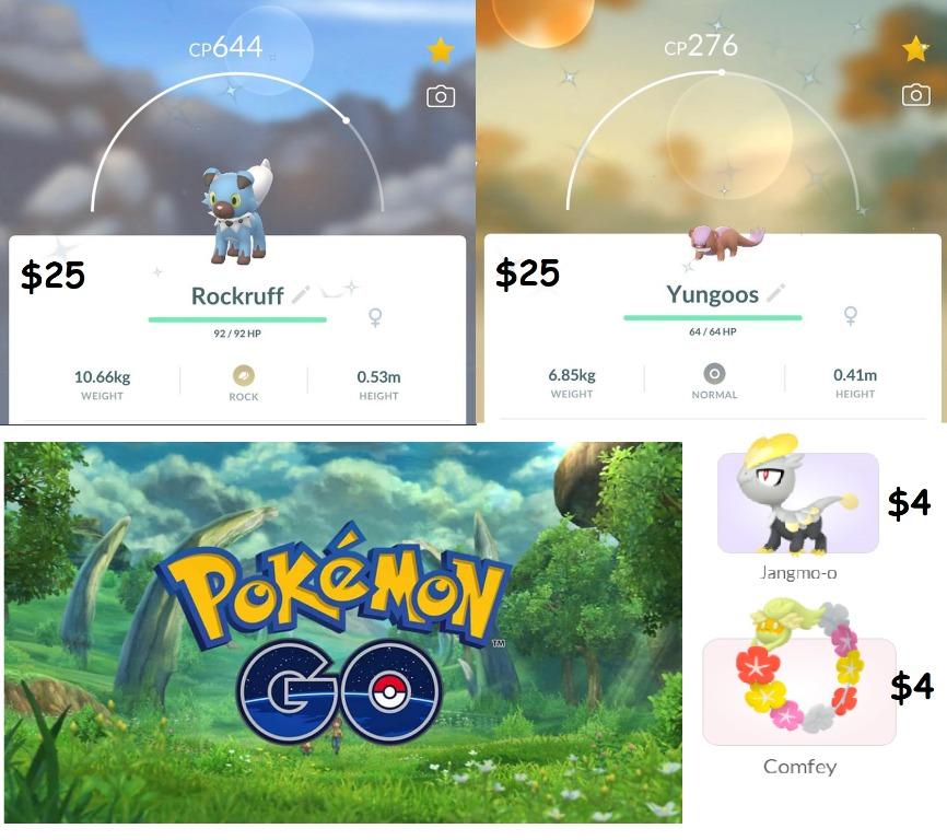 SHINY ROCKRUFF YUNGOOS RARE JANGMO-O COMFEY Pokemon Go, Video Gaming ...