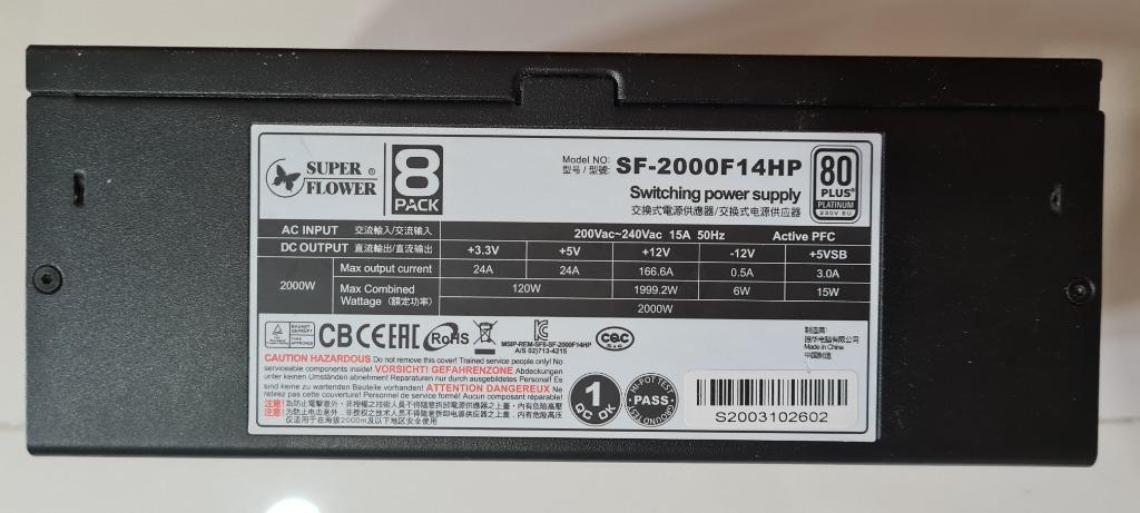 Super Flower Leadex Platinum 2000W Fully Modular ATX PSU, Computers ...