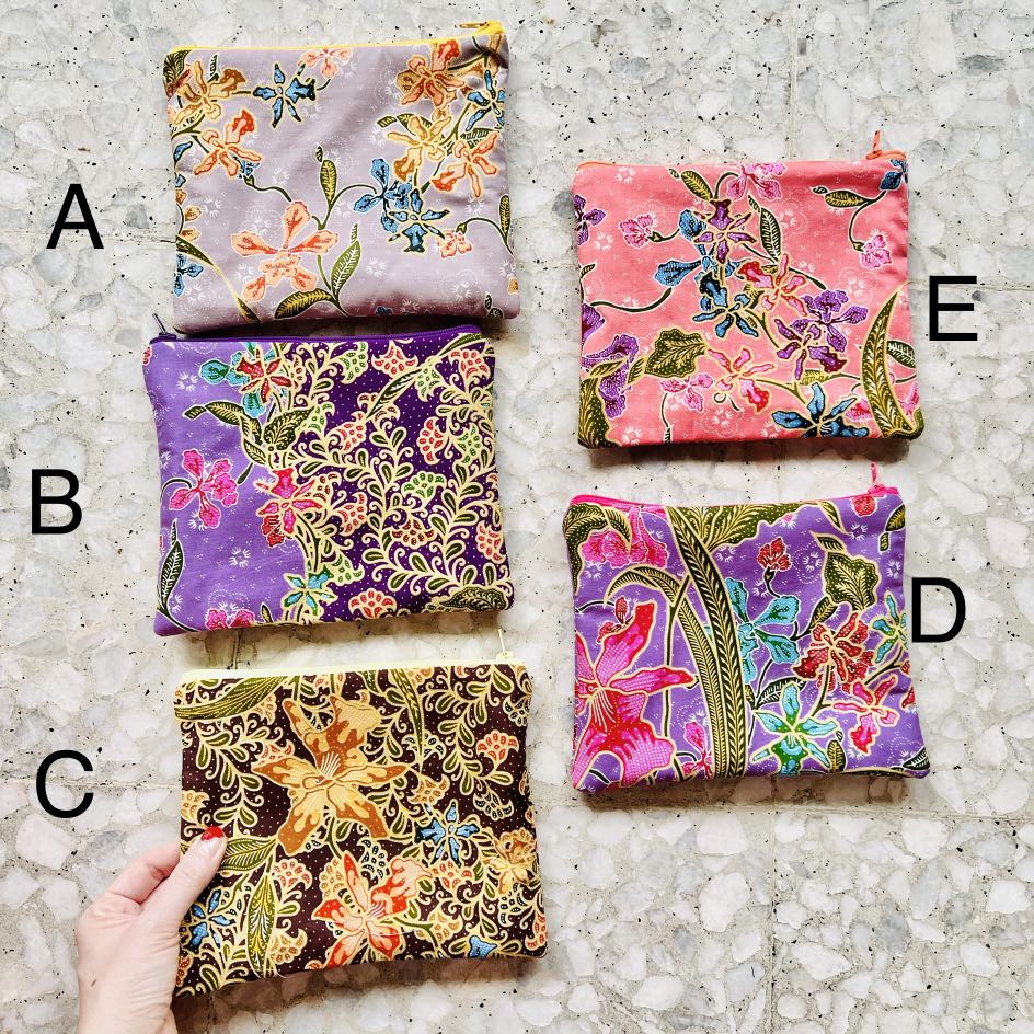 The Everyday Batik Pouch Handmade in Singapore, Women's Fashion, Bags ...