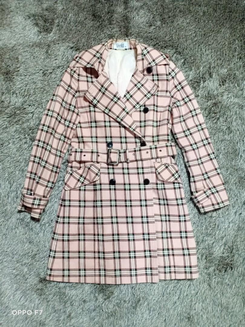 Trench Coat Pink, Women's Fashion, Coats, Jackets and Outerwear on Carousell