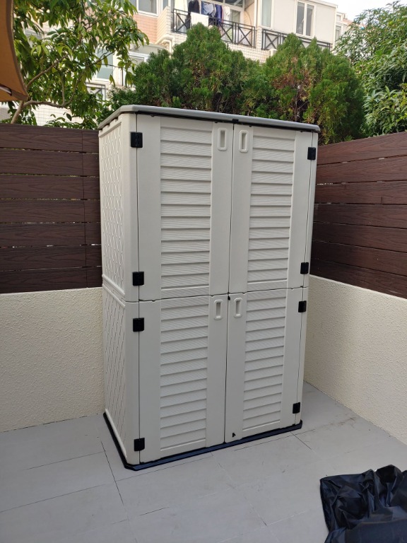 New UHOME G06 Double-Storey HDPE Outdoor Storage, 傢俬＆家居, 戶外家具 - Carousell