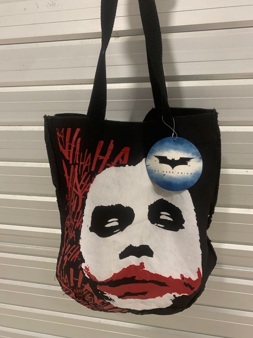 Vintage Dark Knight Batman Joker Fray edges Tote Bag, Women's Fashion ...