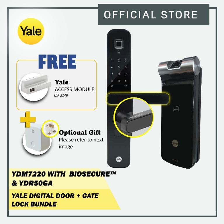 Yale YDR50GA Gate + YDM7220 Black With BioSecure Door Digital Lock ...