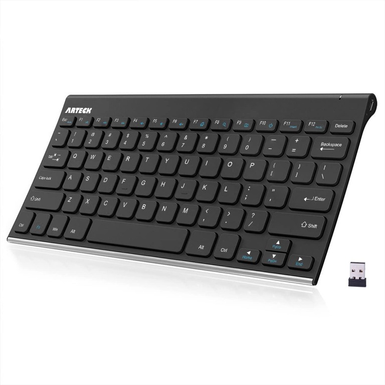 2181) Arteck 2.4G Wireless Keyboard Stainless Steel Ultra Slim Keyboard ...