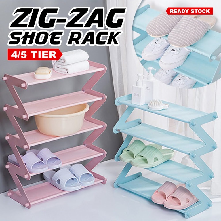 4 or 5 Tier Zig Zag Shoe Rack, Furniture & Home Living, Bathroom ...