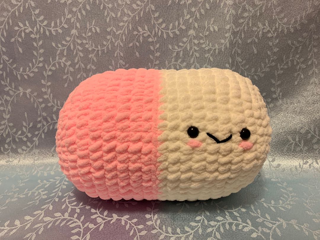 Jumbo Happy Pill Amigurumi Plushie, Hobbies & Toys, Stationery & Craft ...