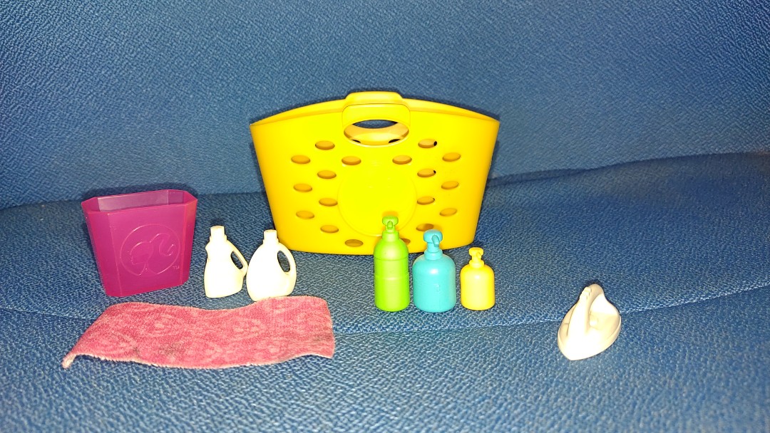 Barbie Doll Laundry Set Clothes Detergent Towel Washing Prop ...