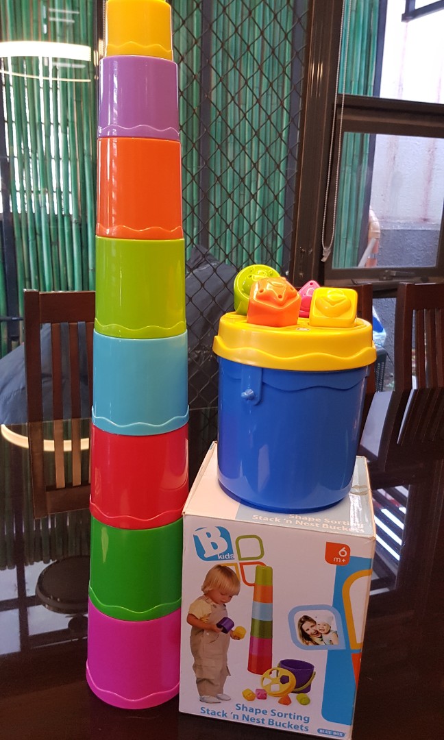 Blue Box Shape Sorting Stack 'n Nest Buckets, Babies & Kids, Infant ...