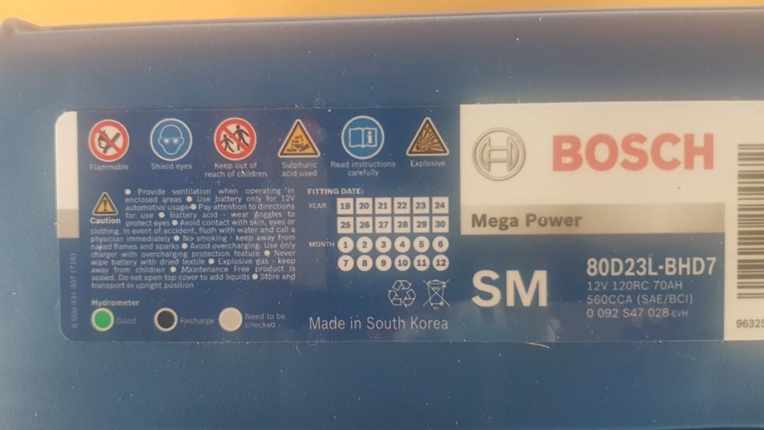 Bosch Battery 80D23L (Almost New), Car Accessories, Electronics ...