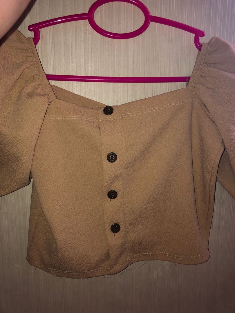 Brown top, Women's Fashion, Tops, Blouses on Carousell