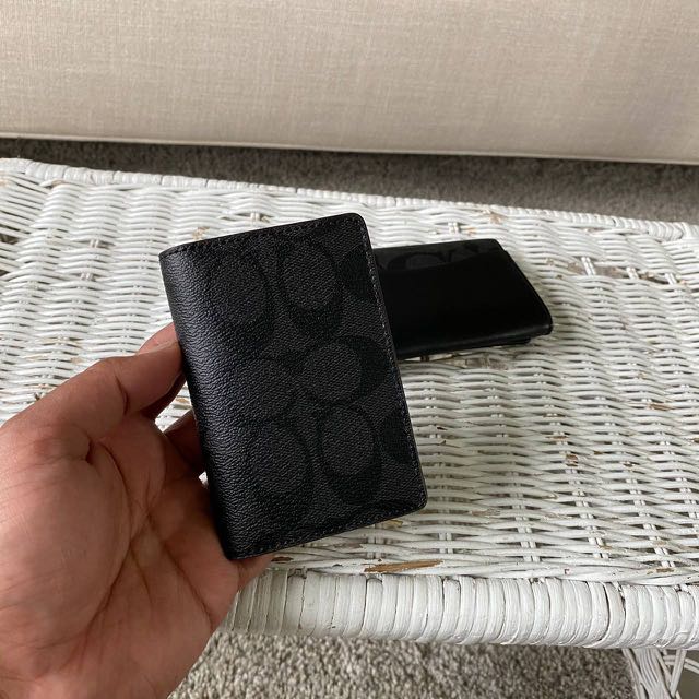 COACH FOR MEN BUSINESS CARD CASE IN SIG CANVAS IN BLACK on Carousell