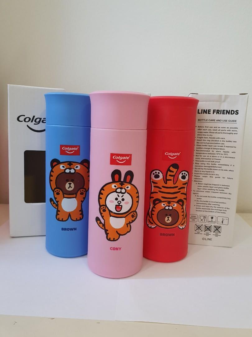 Colgate Line Friends Glass Water Bottles (Brown and Cony), Furniture ...
