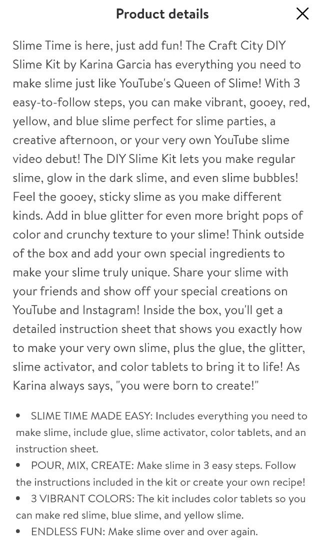 Craft City Slime Kit by Karina Garcia, Hobbies & Toys, Stationary ...