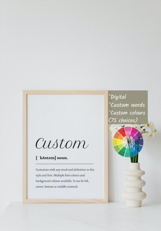 Custom and Personalized Word Definition Wall Art, Digital Print ...