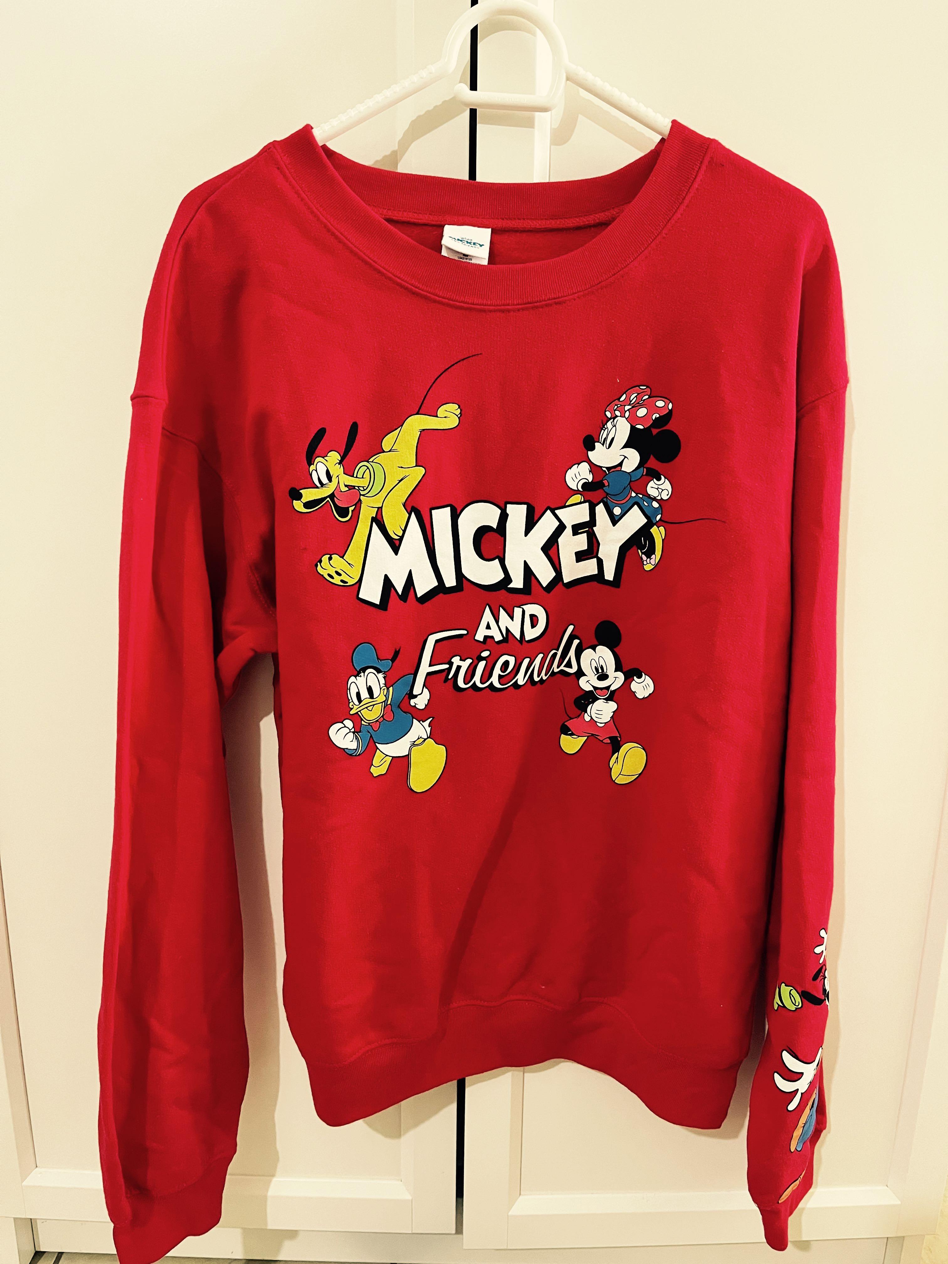 Disney sweater red Mickey Mouse design, Women's Fashion, Coats, Jackets ...