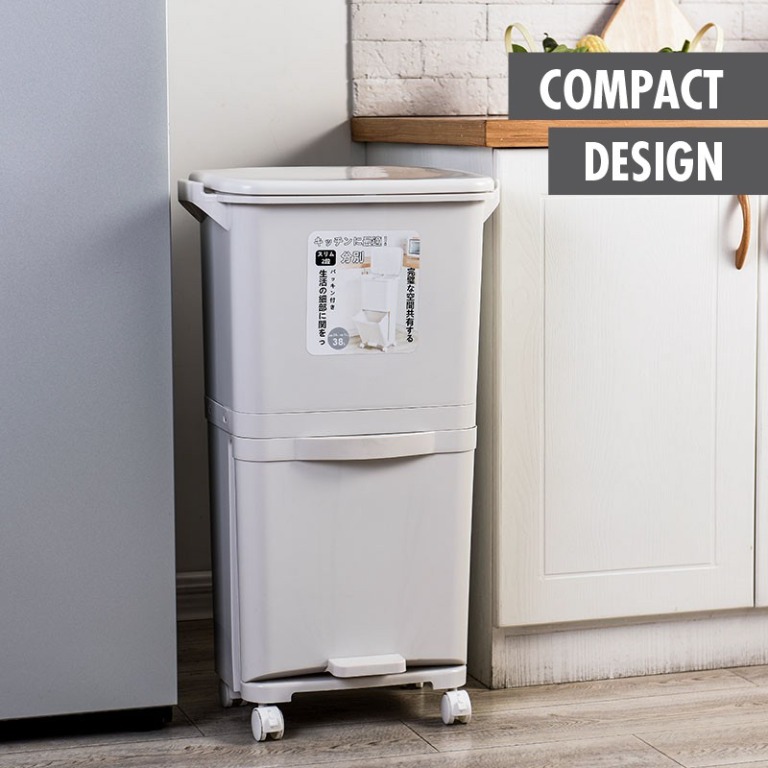 Double Tier Recycle Bin with Wheels and Pedal, Furniture & Home Living ...