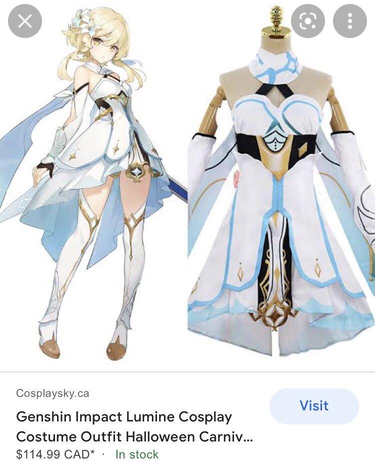 Full Set Genshin Impact Lumine Cosplay Costume Wig Cossky Brand, Women ...