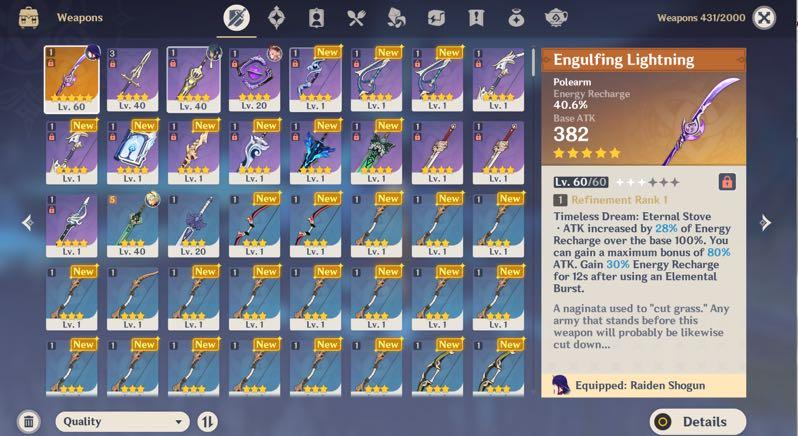 Genshin Impact AR35 RAIDEN SHOGUN + ENGULFING LIGHTNING, Video Gaming ...