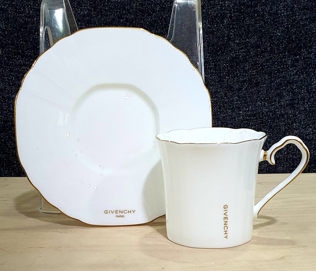 Givenchy Paris Bone China Yamaka Japan Cup and saucer with gold rim, Furniture & Home Living ...