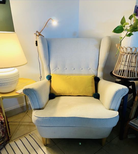 IKEA strandmon arm chair - pale grey, Furniture & Home Living ...