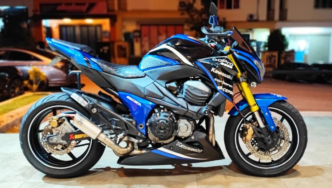 Kawasaki Z800 Blue Razor 2013 z8 Akrapovic, Motorbikes on Carousell