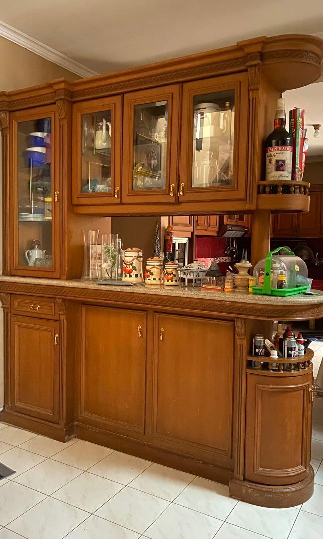 Lemari Mini Bar Kayu Jati Asli, Perabotan Rumah di Carousell