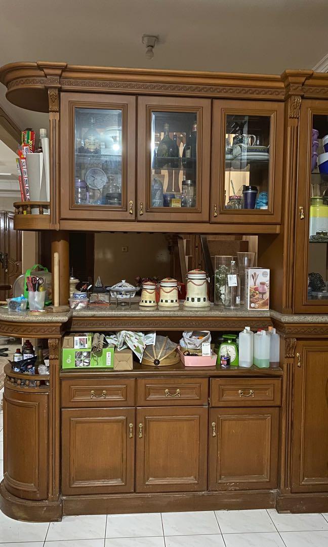 Lemari Mini Bar Kayu Jati Asli, Perabotan Rumah di Carousell