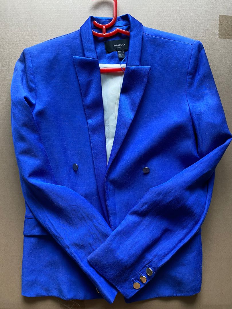 Mango Blue Blazer, Women's Fashion, Coats, Jackets and Outerwear on ...