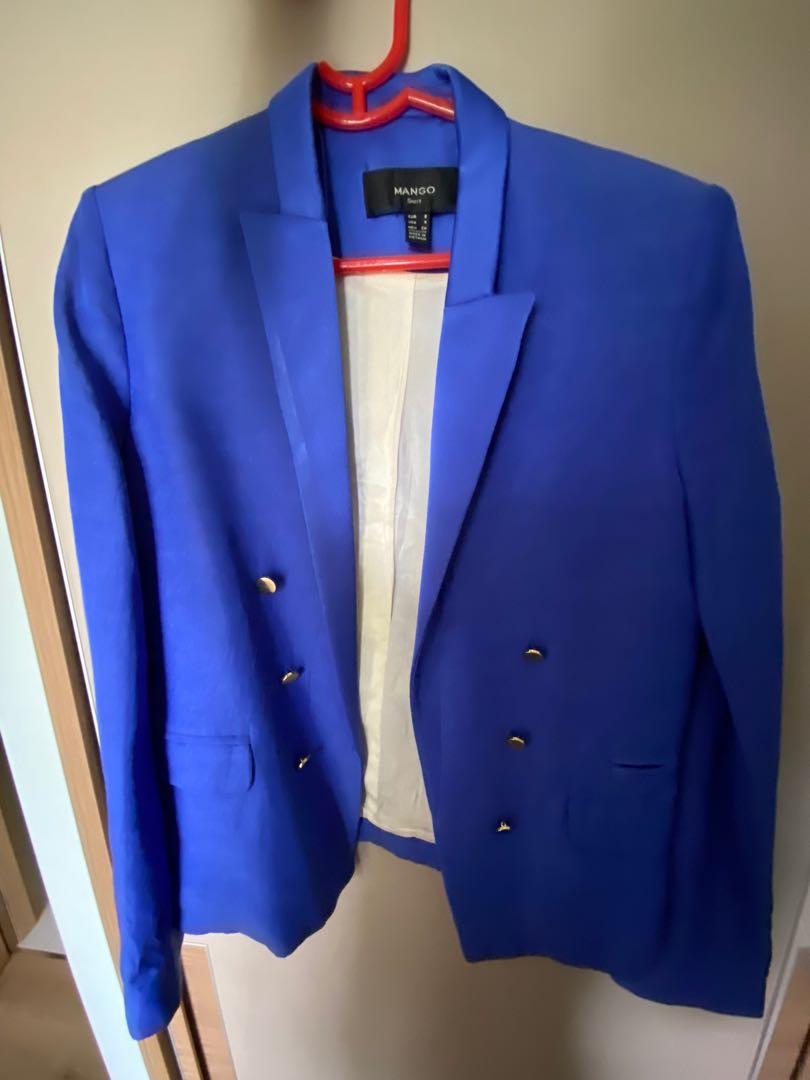 Mango Blue Blazer, Women's Fashion, Coats, Jackets and Outerwear on ...