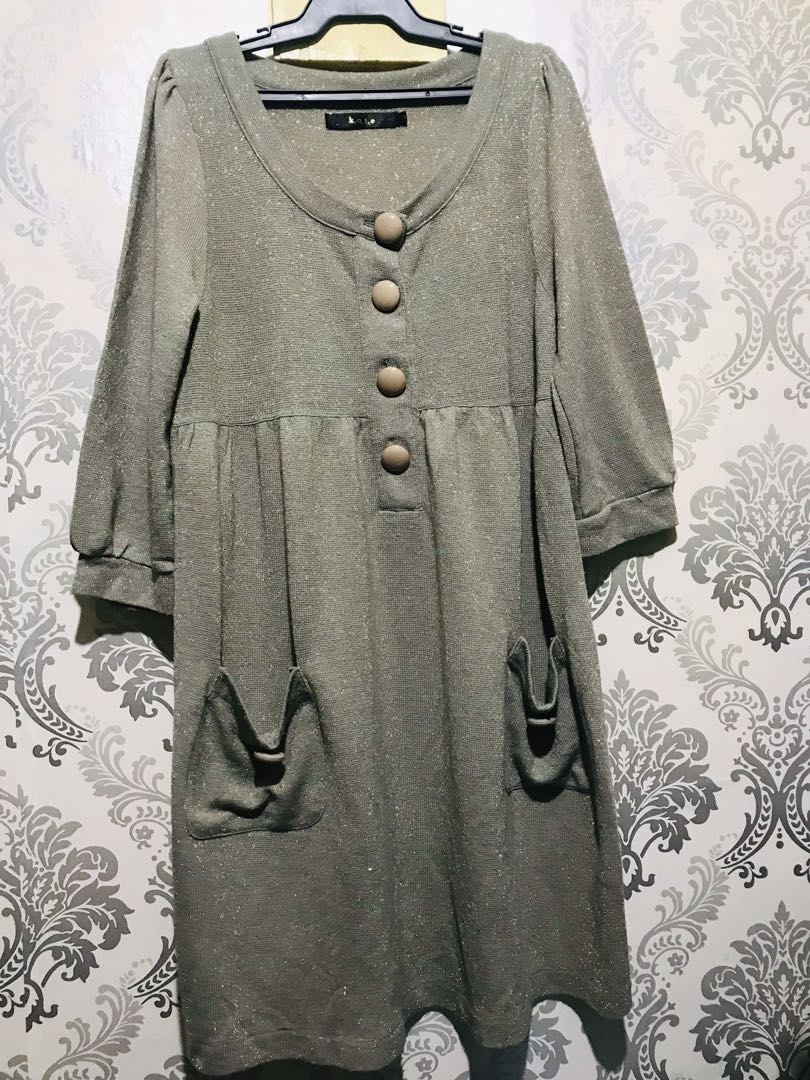 Muted green shiny dress- brand:Kate, Women's Fashion, Dresses & Sets ...