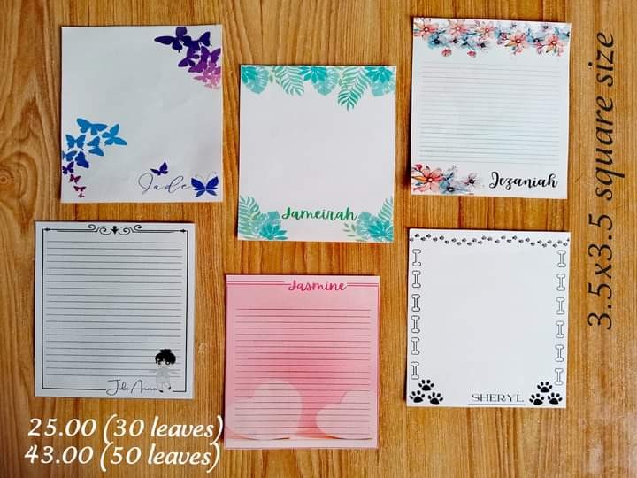 PERSONALIZED NOTEPAD SQUARE TYPE SIZE, Hobbies & Toys, Stationary ...
