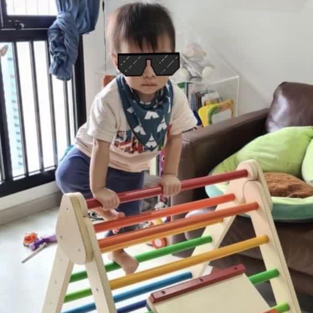 Rainbow Pikler Triangle with Reversible Ramp and Slide, Babies & Kids ...