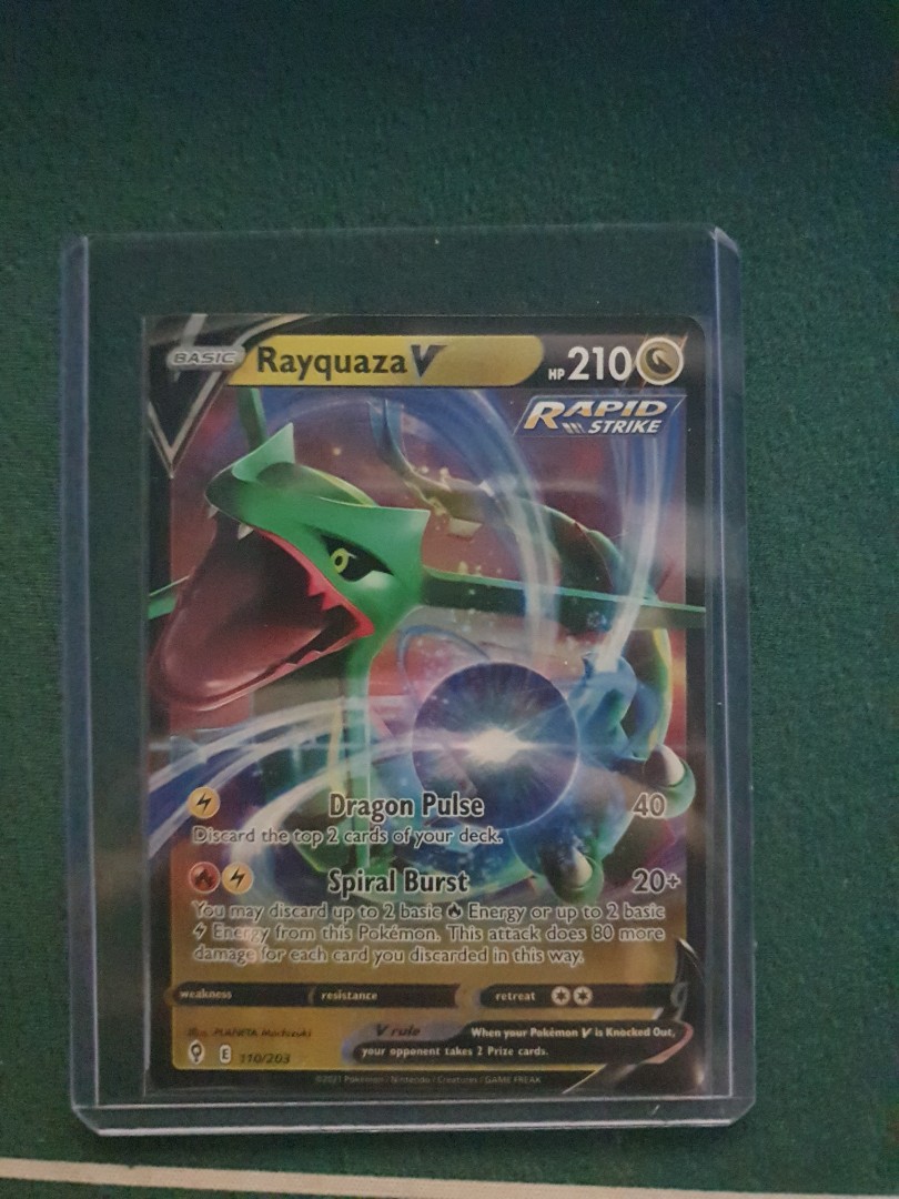 Rayquaza V evolving skies, Hobbies & Toys, Toys & Games on Carousell