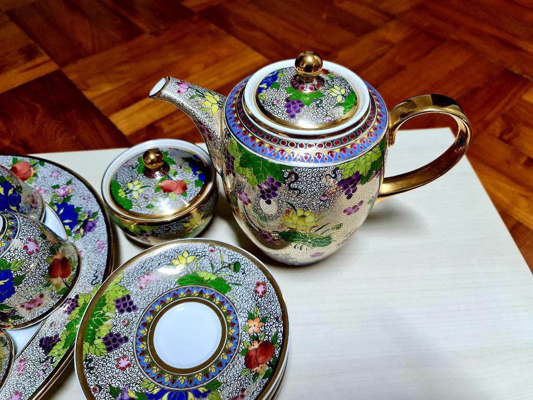 Royal Thai Benjarong Porcelain Tea Set - Rare Antique, Furniture & Home ...