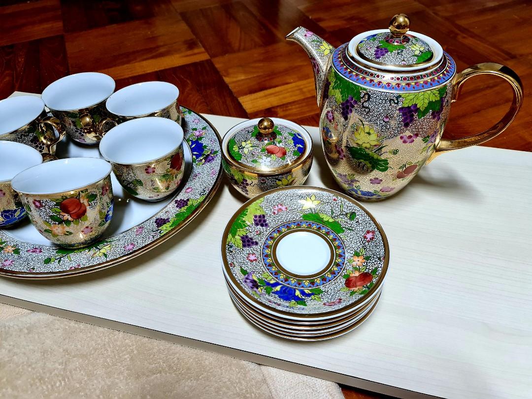 Royal Thai Benjarong Porcelain Tea Set - Rare Antique, Furniture & Home ...