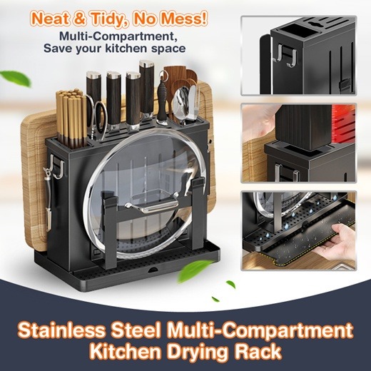 Stainless Steel Multi Compartment Desktop Kitchen Drying Rack, TV ...