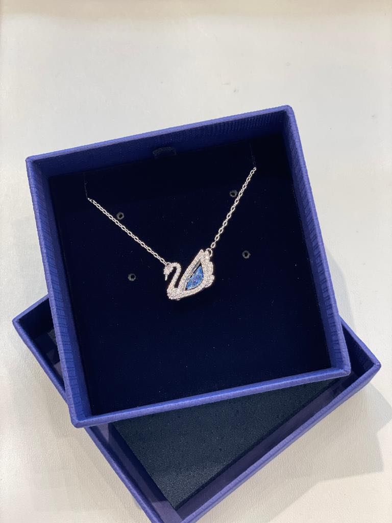 Swarovski Dancing Blue Swan Necklace, Women's Fashion, Jewelry ...
