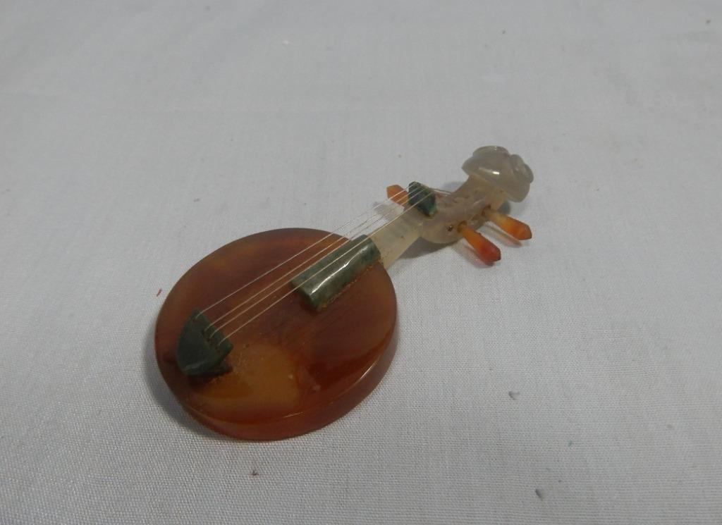 Vintage Chinese semi precious stone miniature musical instrument set of ...
