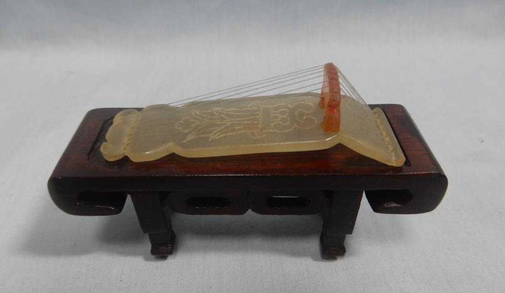 Vintage Chinese semi precious stone miniature musical instrument set of ...