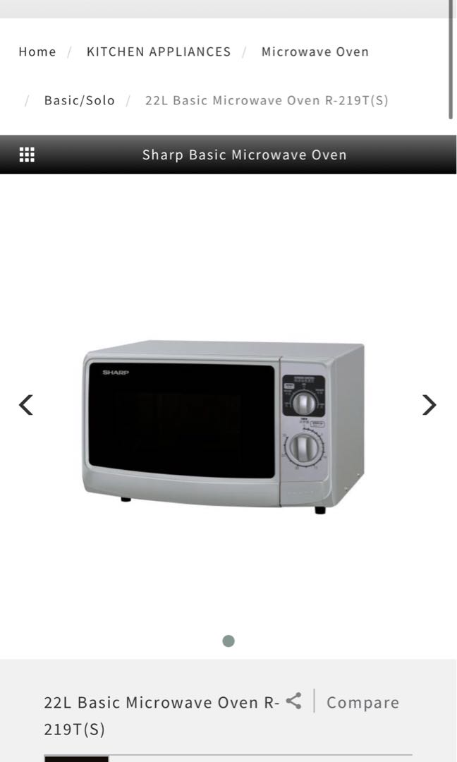 22L Sharp basic microwave oven R219T (S), TV & Home Appliances, Kitchen ...