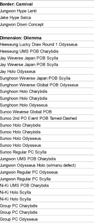 46 Enhypen Photocards including Jay Braso / Jay Sando, Heelocos, Global ...