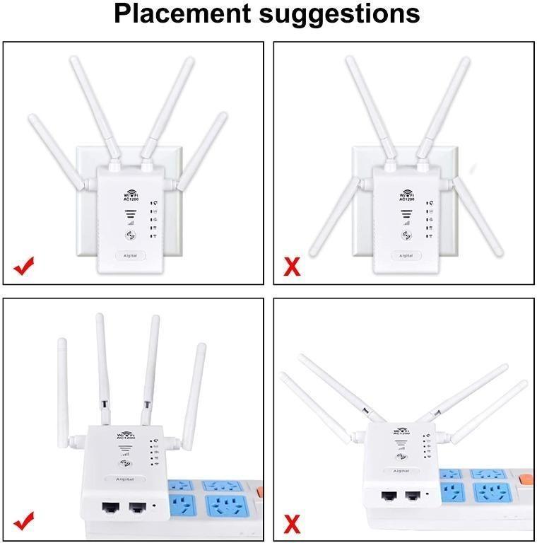 Aigital WiFi Booster 1200Mbps WiFi Blast Long Range Extender Ultra ...