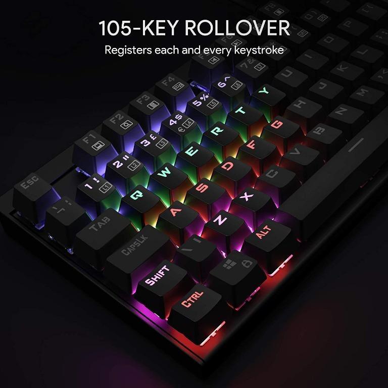 AUKEY Mechanical Keyboard LED Backlit Gaming Keyboard with Blue ...