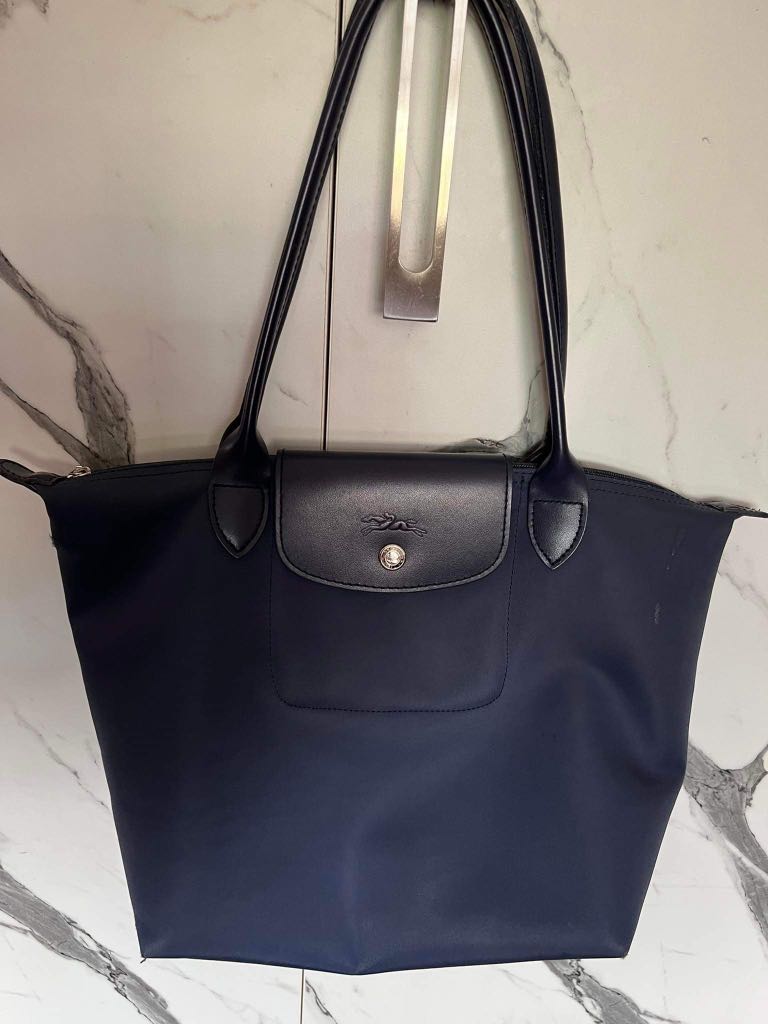 Authentic Navy Blue Longchamp L C Neo - SLH (SMALL LONG HANDLE), Luxury ...