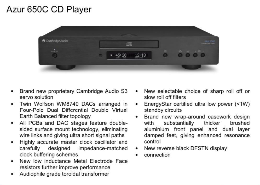 Cambridge Audio Azur 650C CD Player (Black), Audio, Other Audio ...