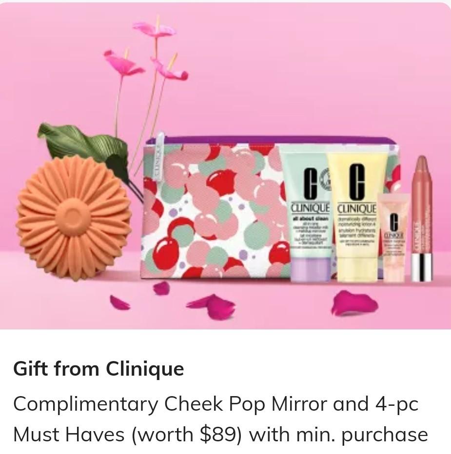 Clinique Cheek Pop Mirror, Pouch and 4-Pc Gift Set, Beauty & Personal ...