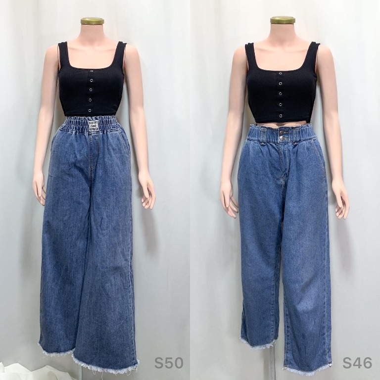 denim squarepants/jeans, Women's Fashion, Bottoms, Jeans on Carousell