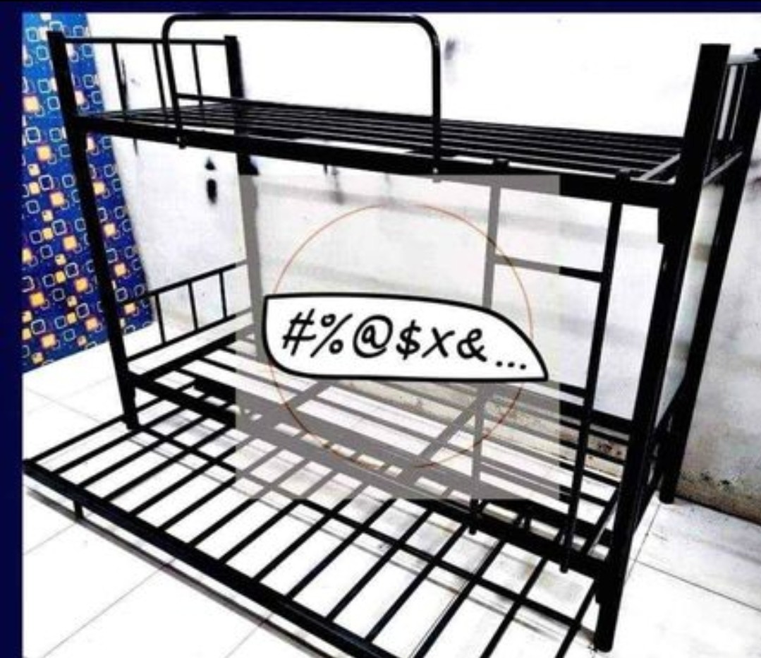 Double deck single size bed frame, Furniture & Home Living, Furniture ...